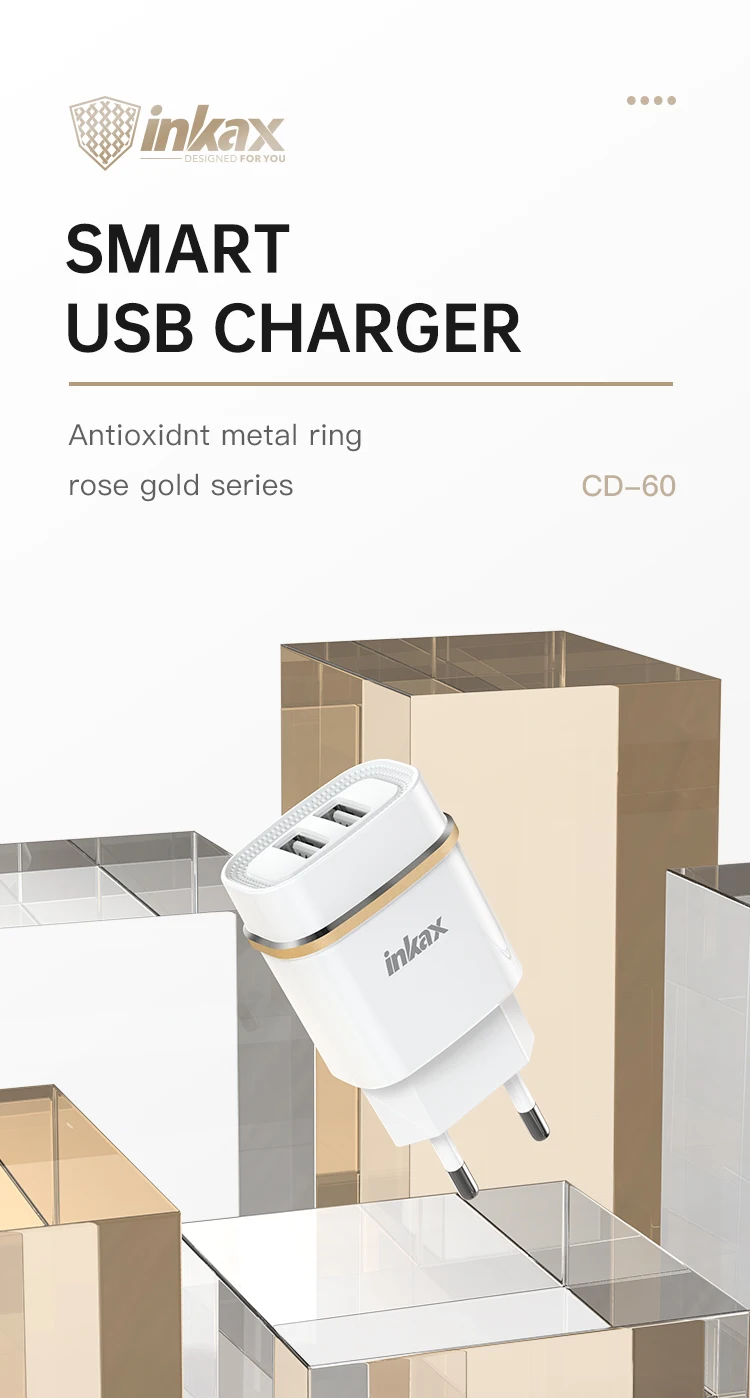 Inkax Dual USB Charger - Portable and Efficient Travel Adapter