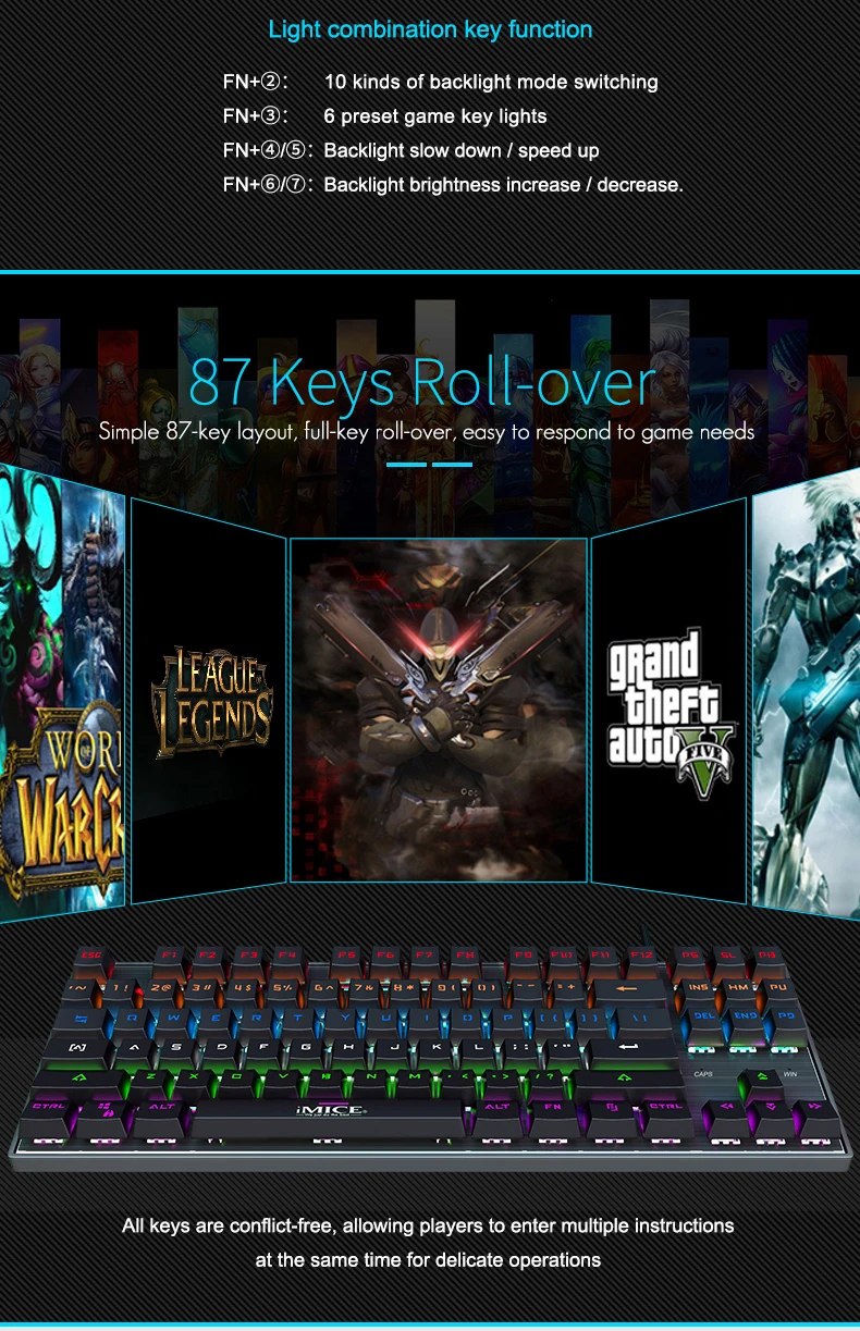 Mk-x60 Imice Factory Brand Usb Wired Professional Gaming Mechanical ...