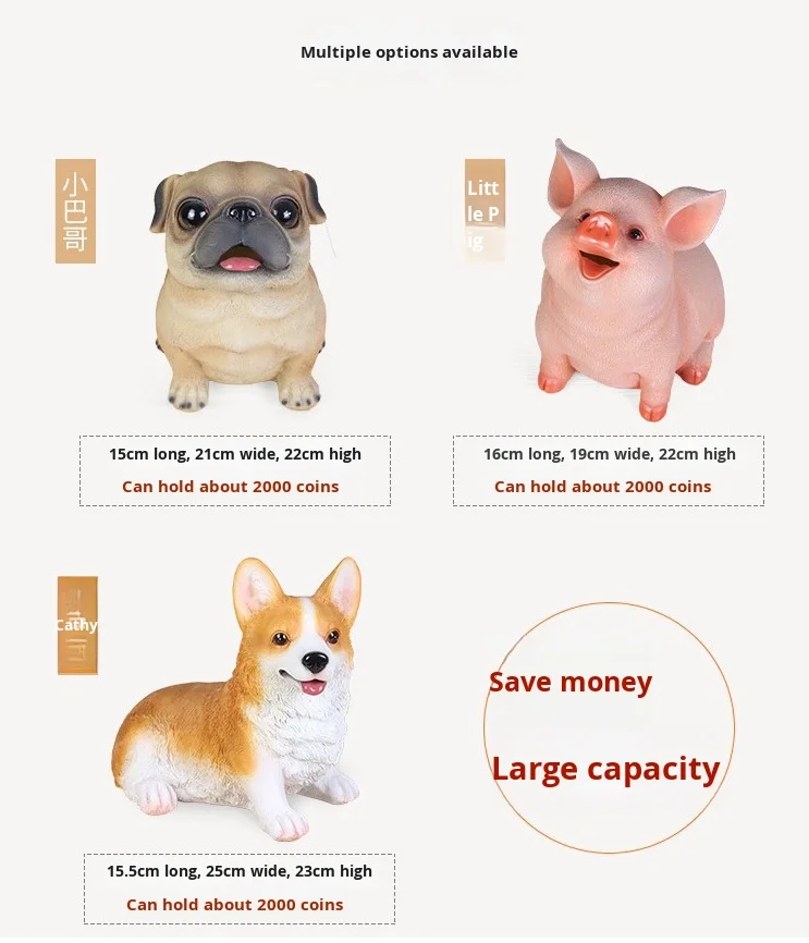 Cute Resin Pet Piggy Bank Kids Gift Featuring Internet Celebrity Pug ...