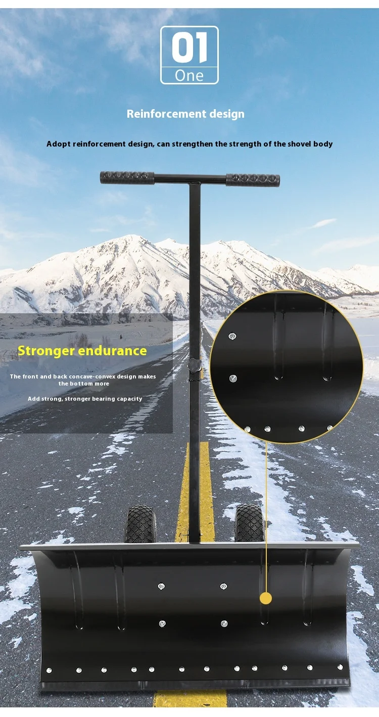 Large Hand-Push Snow Shovel Industrial DIY Grade Wheeled Snow Removal ...