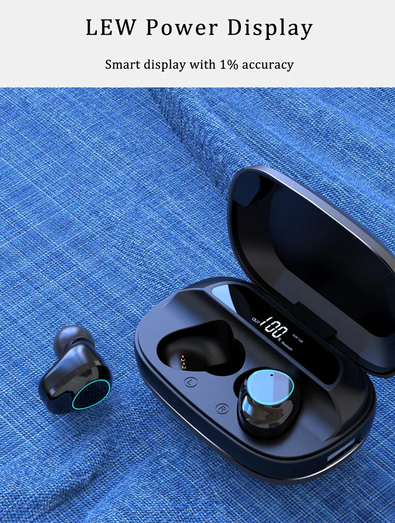 G16 TWS BT V5.0 Wireless Headphones - IPX7 Waterproof Earbuds