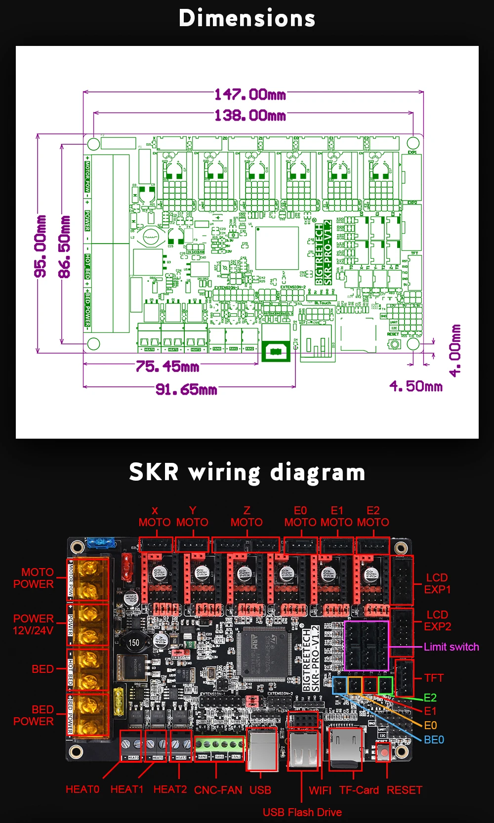 Biqu Skr Pro V1.2 Control Board 32bit Vs Skr V1.3 Ramps 1.4 3d Printer ...