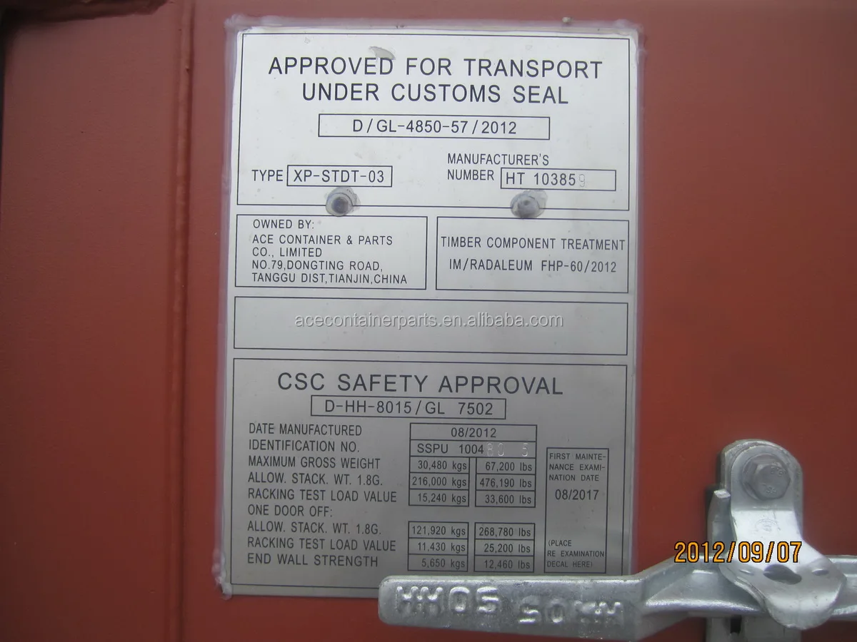 Ace Stainless Steel Csc Plate For Iso Shipping Containers ...