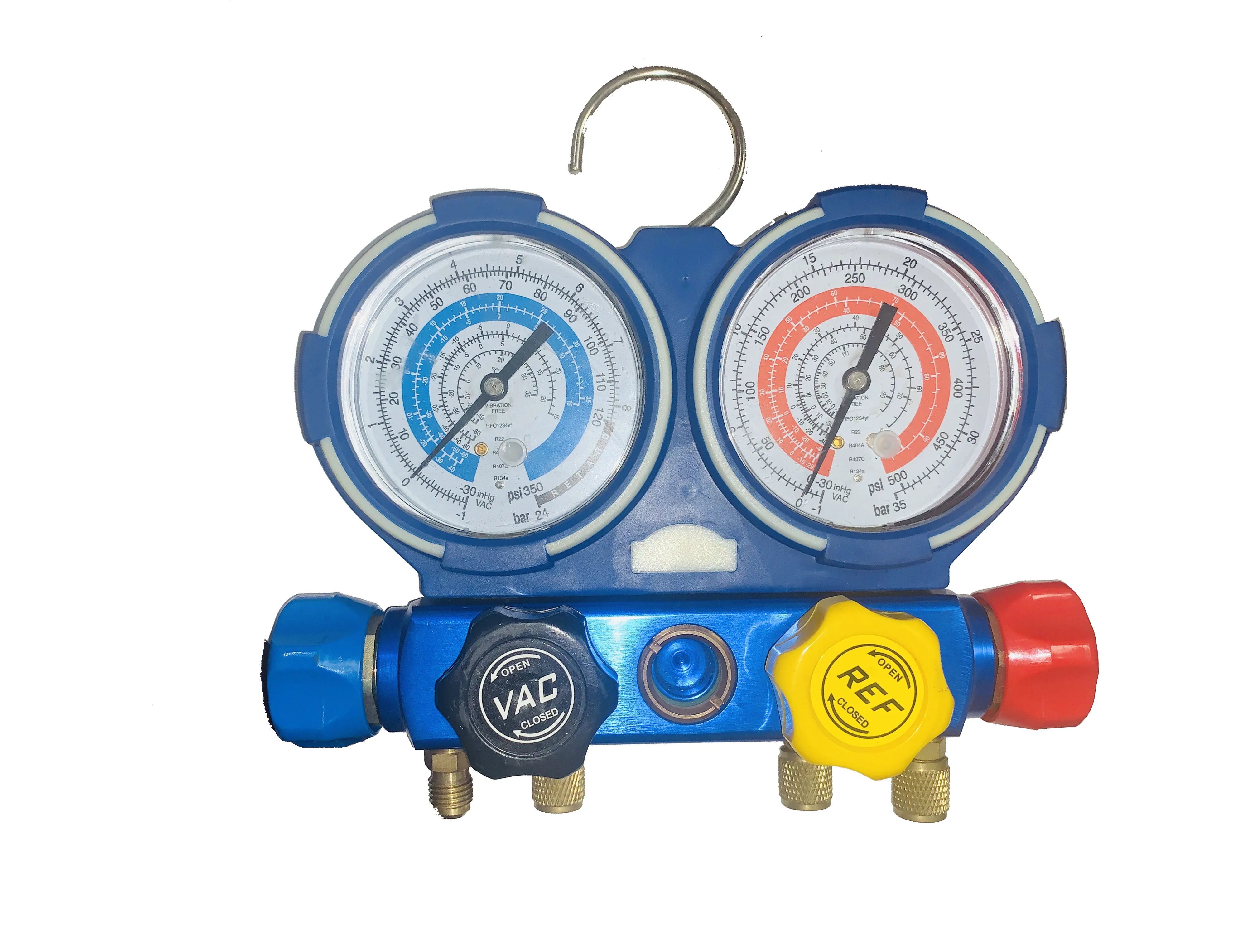 4-Way Manifold Gauge Set for R32, R134A, R410A Refrigerants - Car Air ...