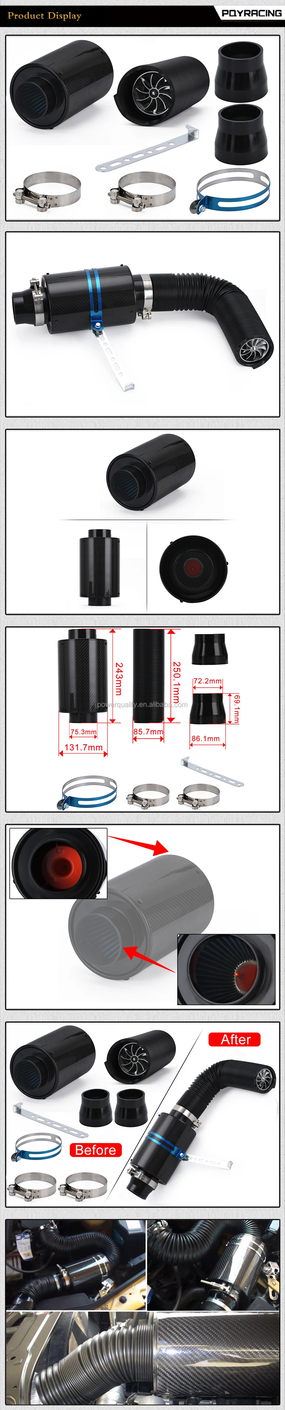 Universal Air Intake Kit with Carbon Fiber Cold Feed Induction