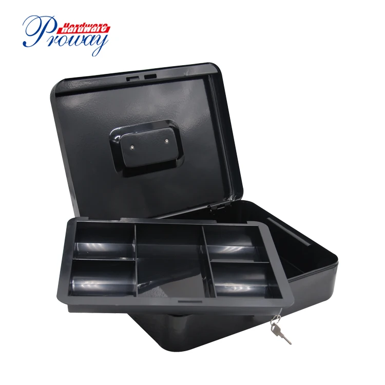 Secure and Durable 12 Inch Cash Box - 5 Compartment Metal Money Box