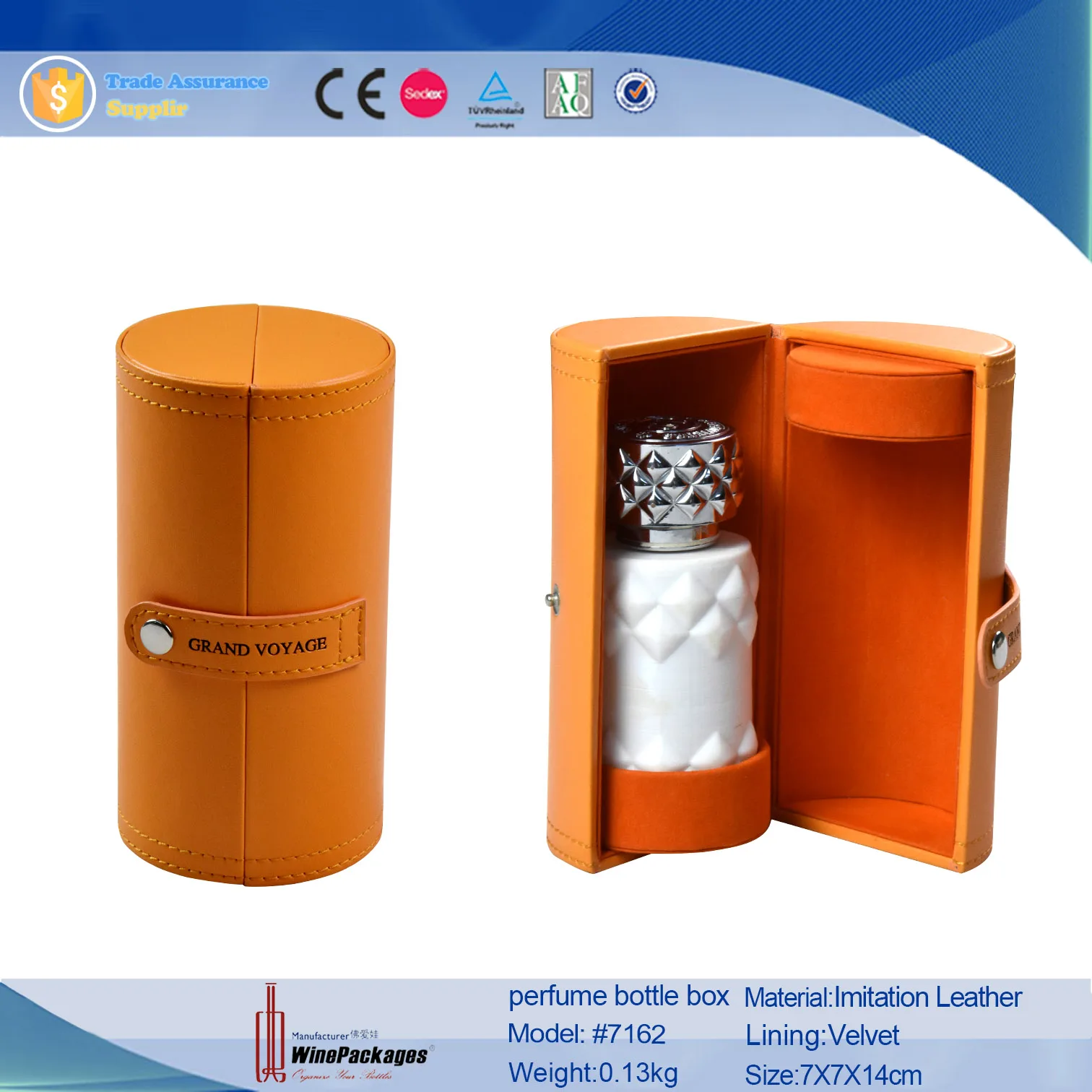 Leather Gift Box Cylinder Perfume Box Custom Logo Makeup Perfume Box ...