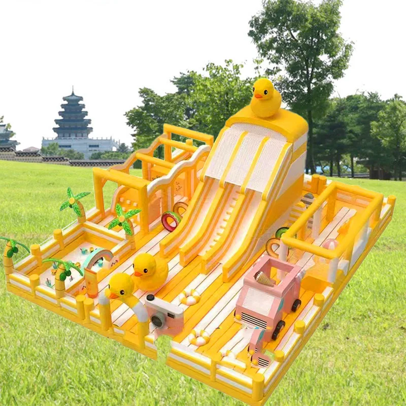 Yellow Duck Playground Park Commercial Inflatable Bouncer Air Jumping ...