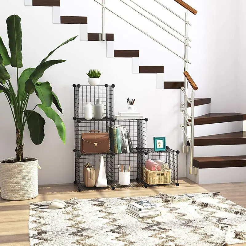 Metal Wire Storage Cubes,Metal Grids Book Shelf Modular Shelving Units ...