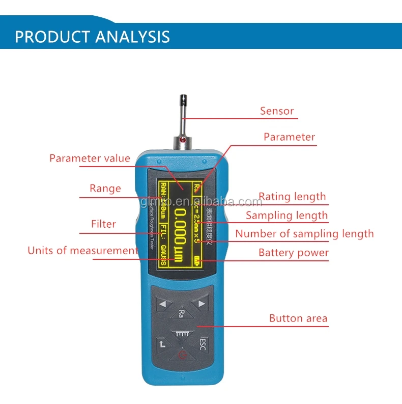 High-precision Digital Surface Roughness Tester - GLOMRO