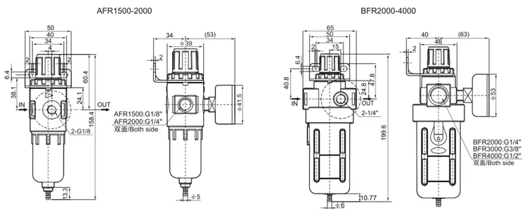Pneumatic Airtac Grey Type AFR2000 Air Filter Regulator