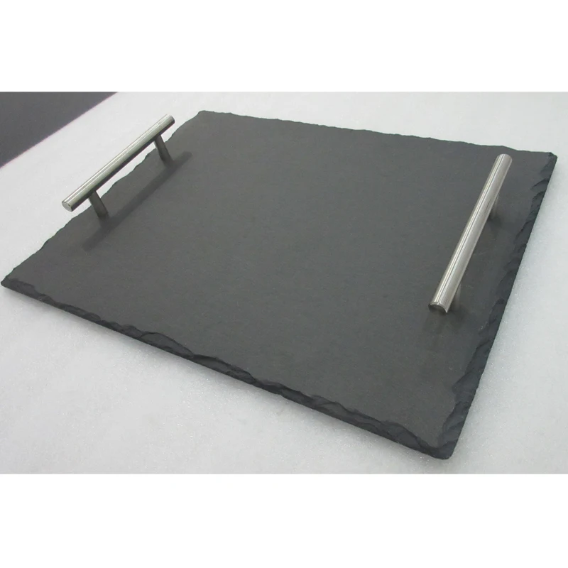 Large Black Natural Slate Tray With Handles - Buy Natural Slate Tray ...
