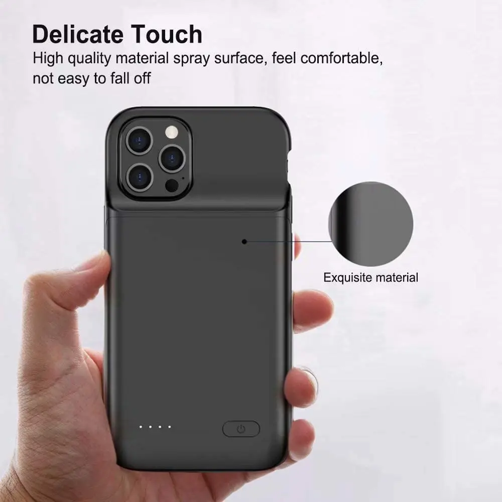 For Iphone 12 Pro Max Battery Case 4800mah Portable Charger ...