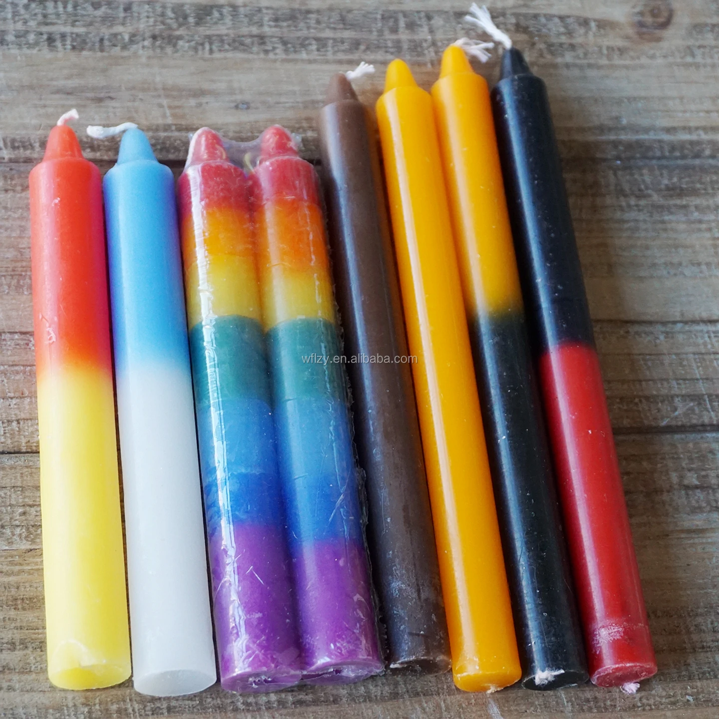 Multi Color Witchcraft Spells Rituals Chakra Chime Taper Stick Candle ...