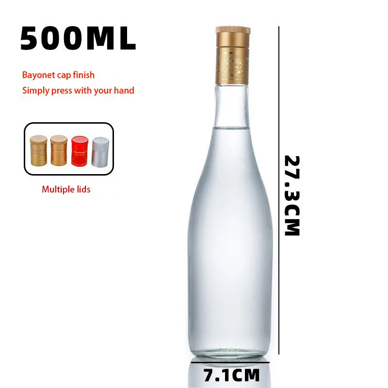 Transparent Round Shape Vodka Liquor Drinks Glass Bottle