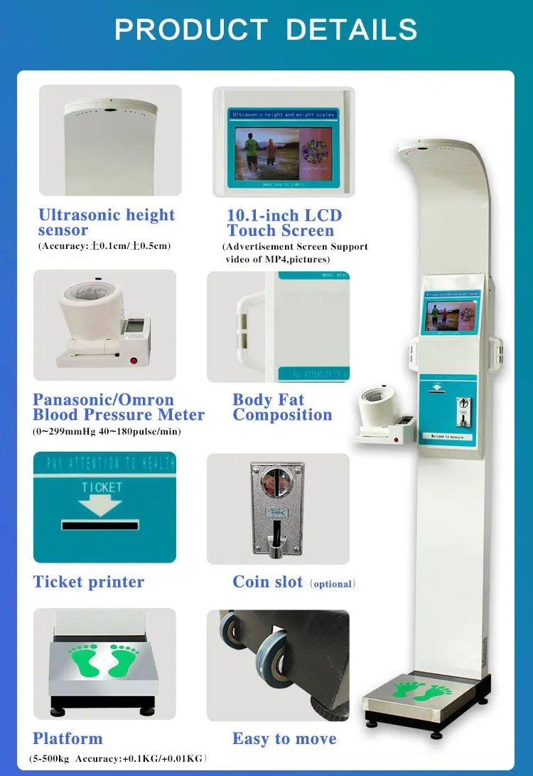 Health Checking Kiosk Adult Blood Pressure Body Fat Scale Machine ...