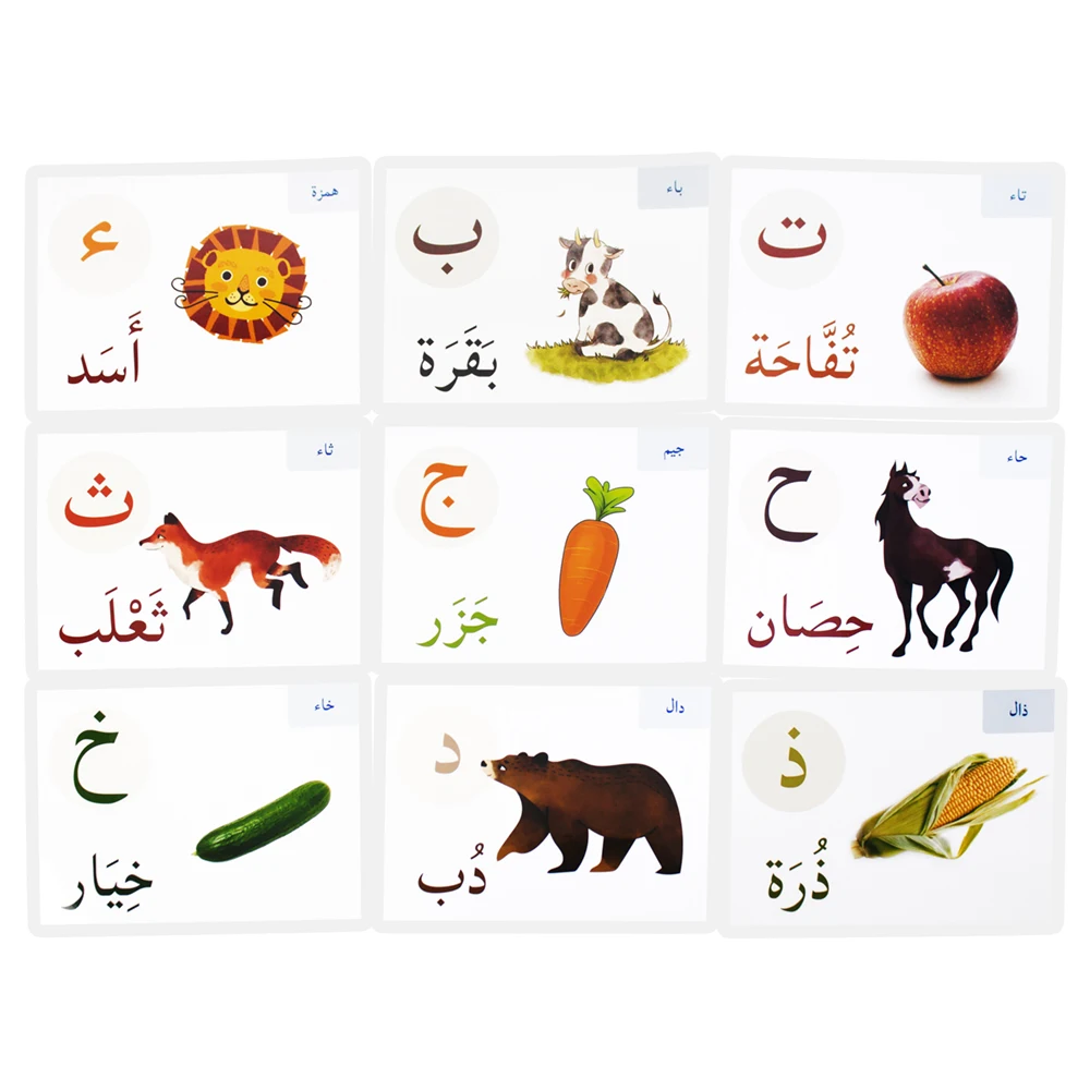28Pcs Arabic Letter Flashcards Vocabulary Montessori Kids Cards ...