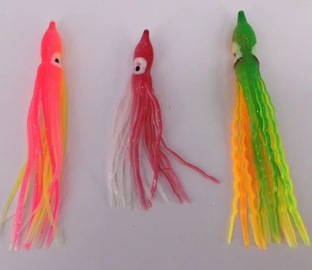 Customized Soft Plastic Trolling Fishing Using Octopus Skirts And Luminous Squids Skirt Fishing ...