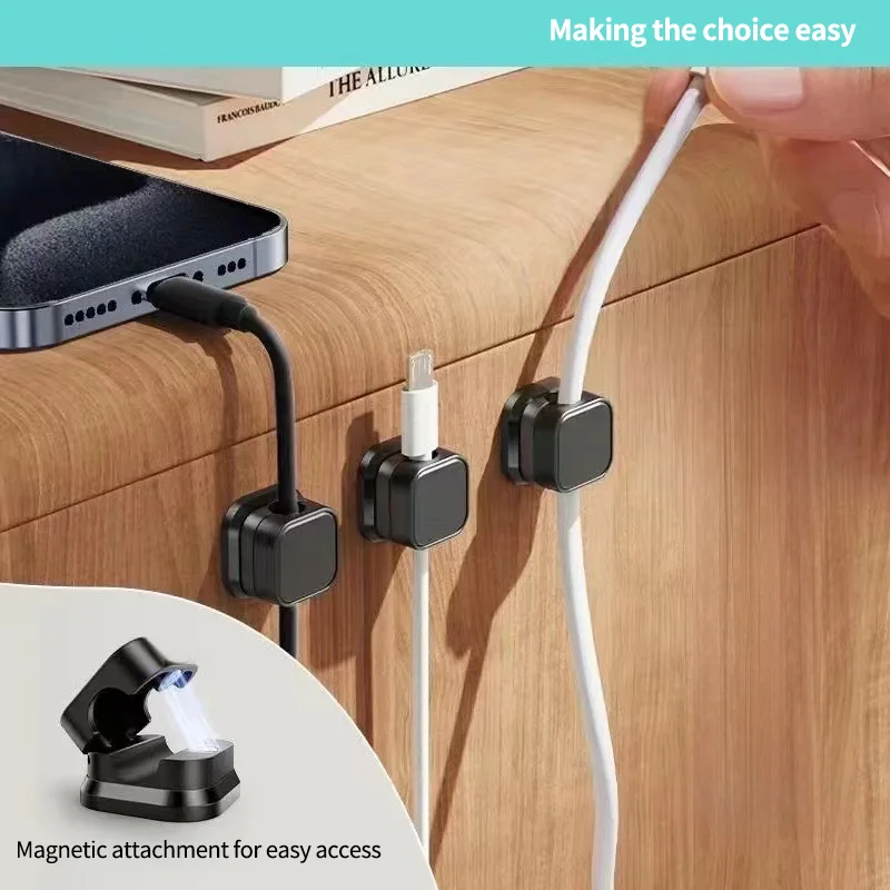 6-piece Magnetic Cable Manager Set for Desktop & Wall Mount