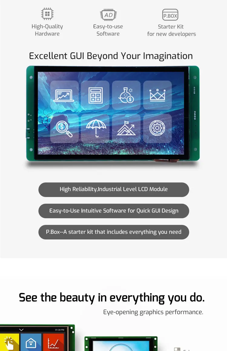 Proculus 7 Inch Uart Industrial Grade Lcd Controller Board Tft Display ...