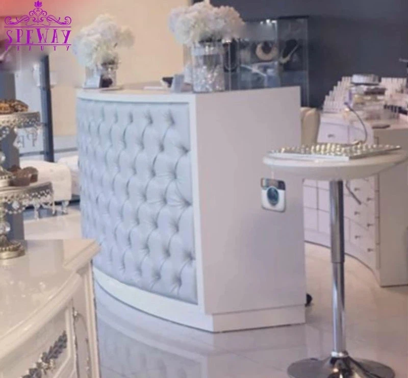 Luxury White Pu Leather Covers Salon Reception Desk For Sale - Buy ...