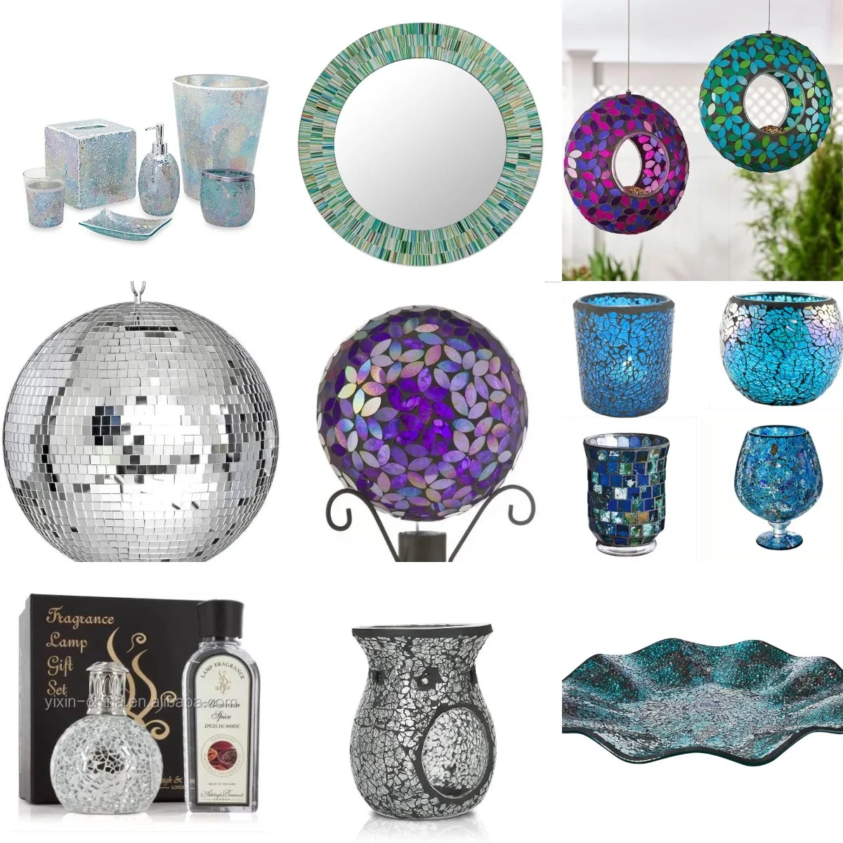 Luxury Shiny Rainbow Mirror Mosaic Glass Vase For Home Decor Flower ...