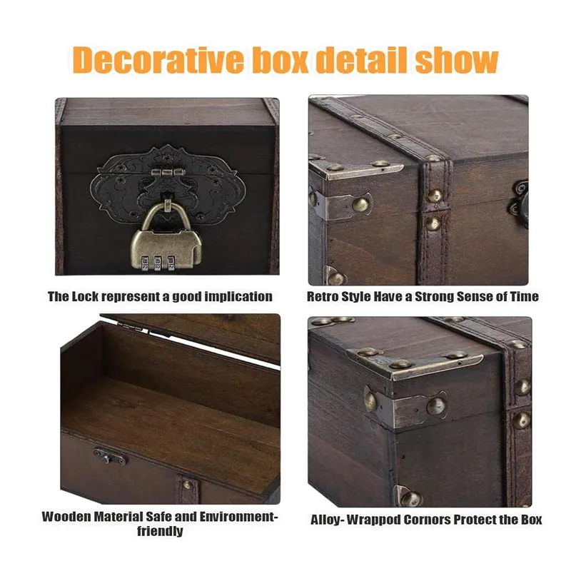 Wooden Boxes With Lock - Pirate Treasure Chest with Iron Code Lock ...