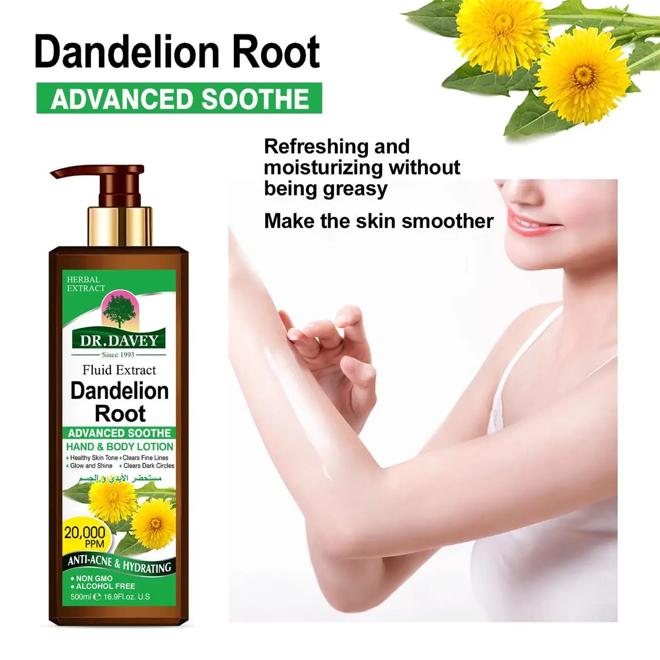 DR.DAVEY Dandelion Root Body Lotion Skin Whitening Lightening ...