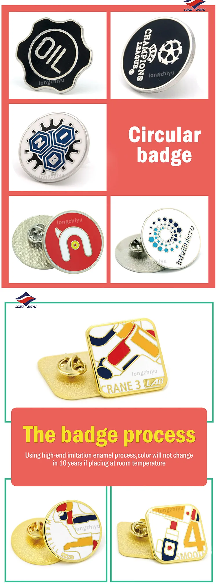 Longzhiyu 14years Hinged Enamel Pin Manufacturer Custom Enamel Pin ...