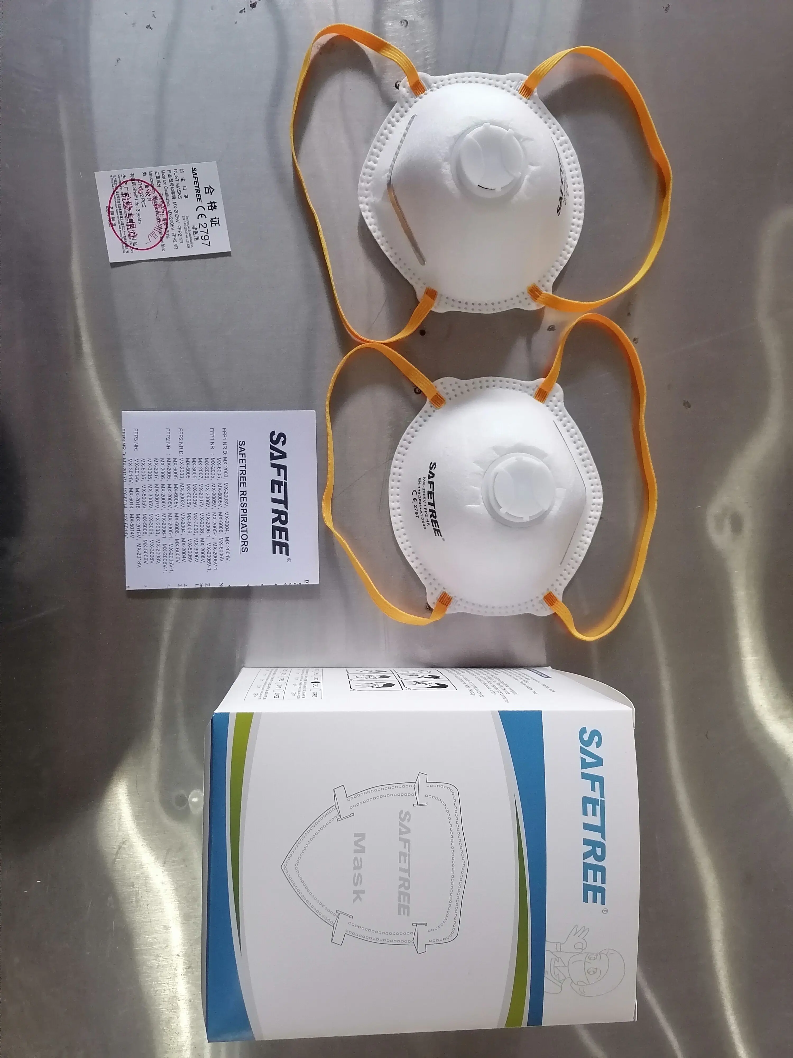 CE EN149 FFP2 Cup Shape Non-Woven Cloth Disposable White Valved Face Dust Mask Safety Respirator ...