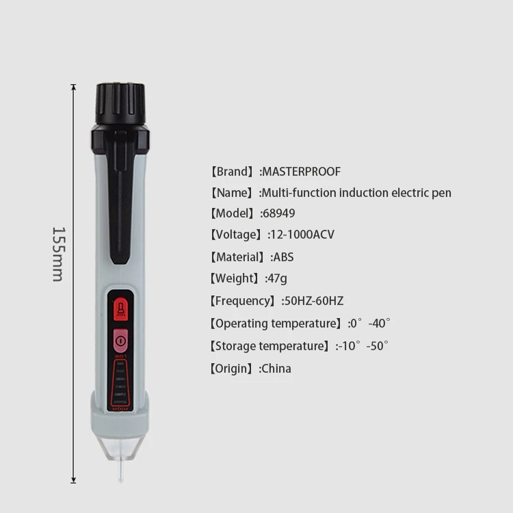 12-1000v Ac Electric Induction Test Pen Digital Voltage Detector Tester ...
