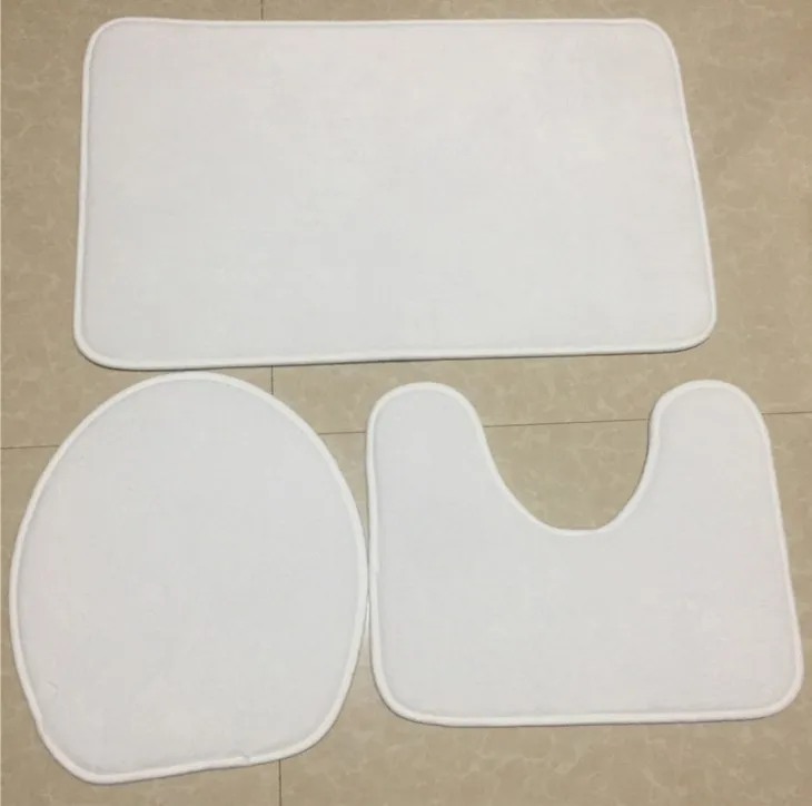 White Blank 3 Pieces Sublimation Bath Mats Bathroom Rugs Door Mat - Buy ...