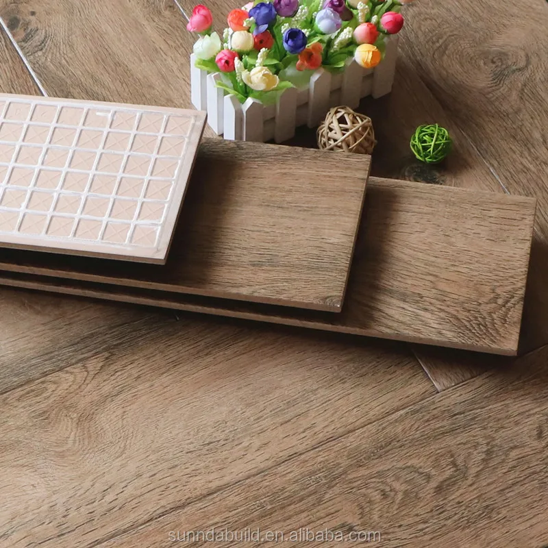 Anti-slip Rustic Wood Grain Floor Tiles Polished Glazed Porcelain ...