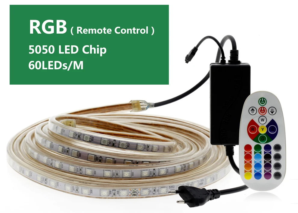 Double Row 220v 5050 Rgb Led Strip 220v 110v Led Strip 5050 50m 100m ...