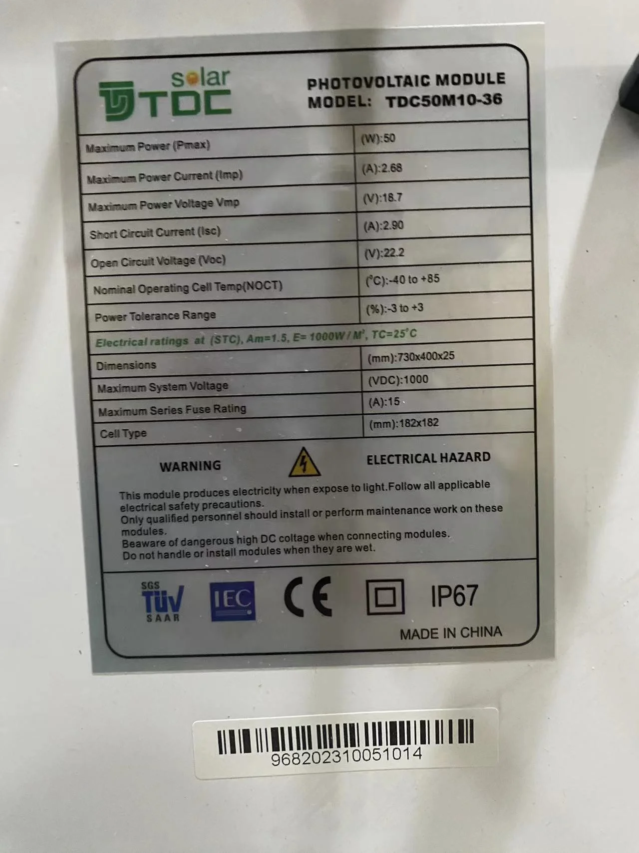 TDC SOLAR 50W Monocrystalline Solar Panel 12V PV Panel OEM | Wholesale