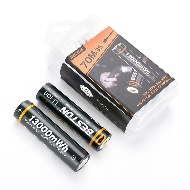 Beston 18650 18700 3.7v 3500mah 3.7v Li-ion Micro Usb Rechargeable Cell ...