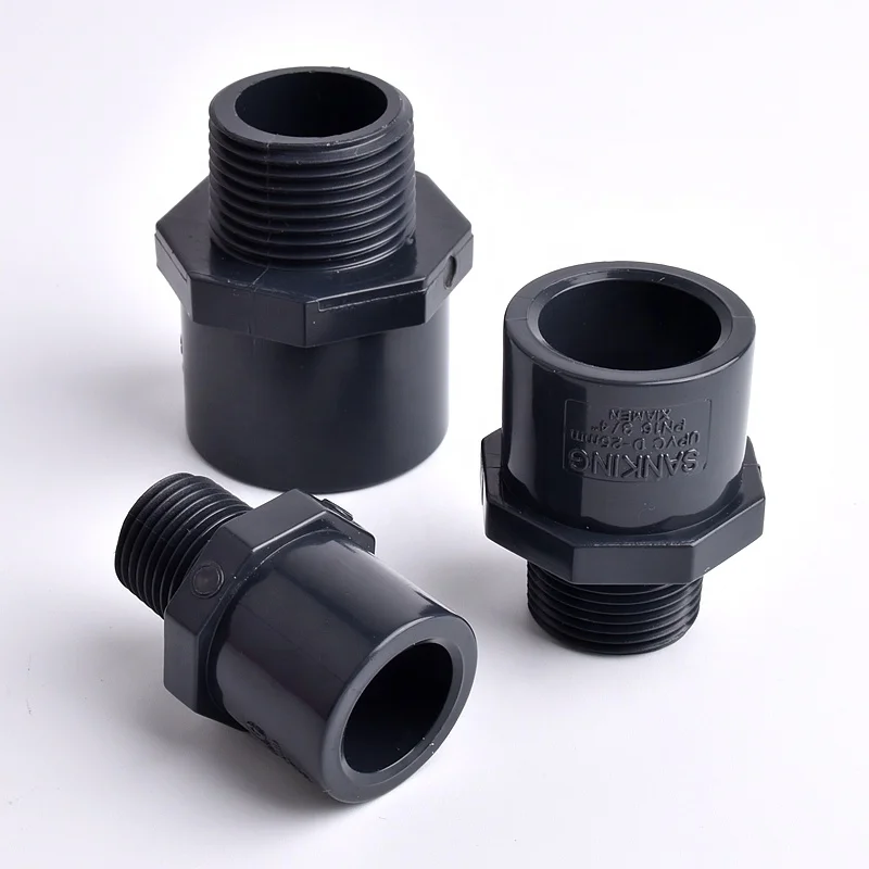 1/2"to 2" Upvc Dark Grey Male Thread Straight Connector Pvc Pipe Quick ...