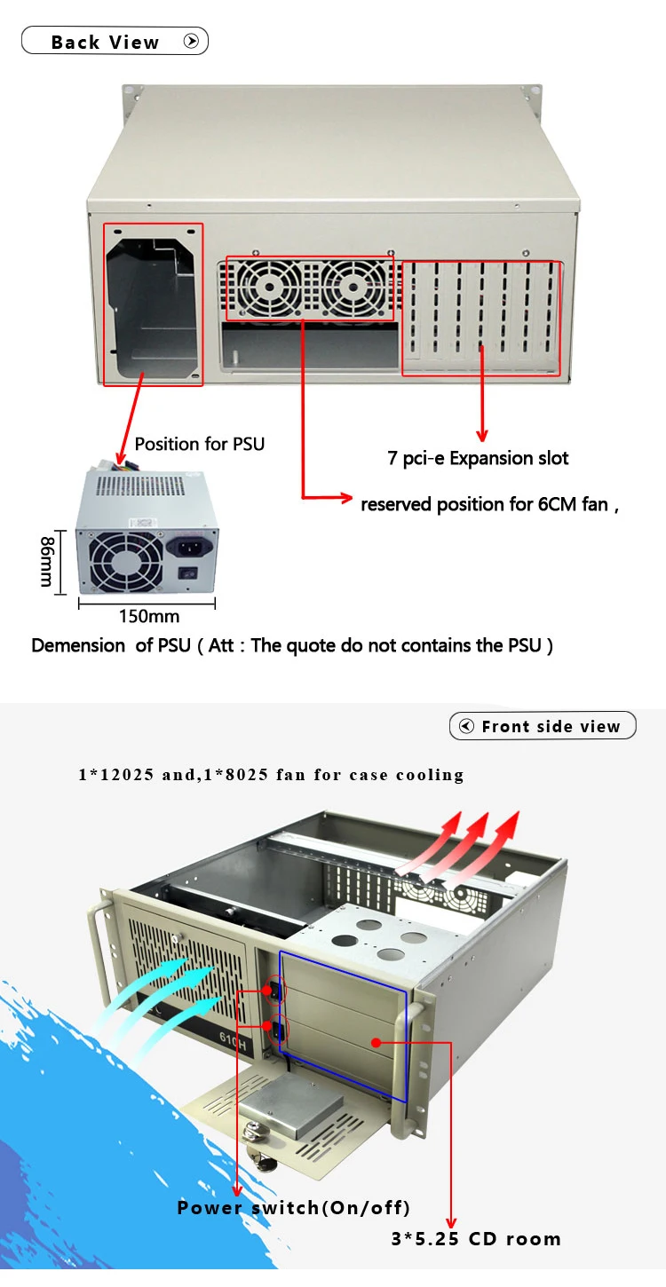 Front Lockable ATX Rackmount Server Chassis - 450mm Depth