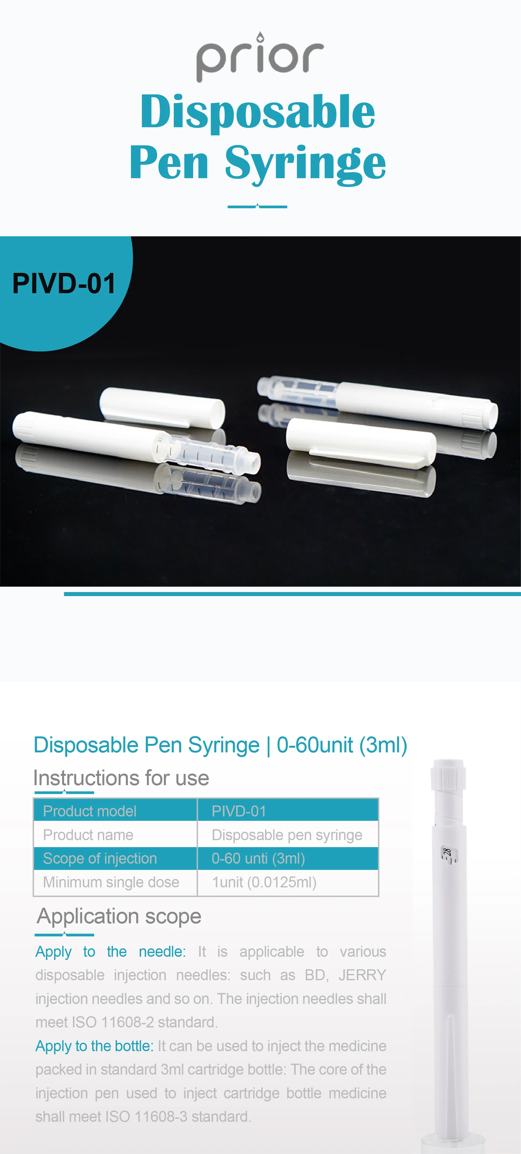 Disposable 3 Ml Cartridge Insulin Pen Injector For Diabetes - Buy ...