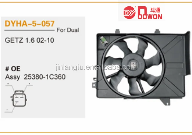 25380-1C050 25380-1C360 2002 2006 GETZ 냉각 팬 어셈블리. 자동 냉각 부품 전기 팬 라디에이터 ...