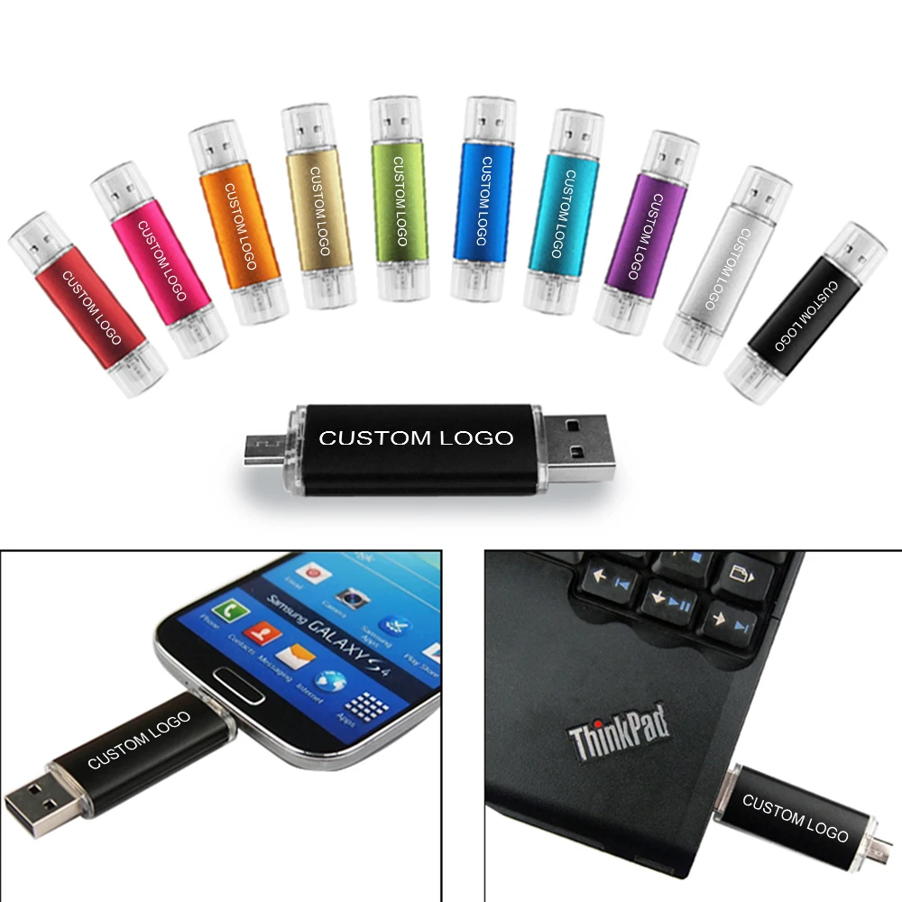 Custom Logo Otg Usb Flash Drive 4g 8g 16g 32g 64g Flash Disk 2 In 1 For ...