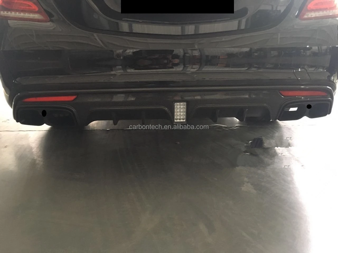 S Class W222 Carbon Fiber Rear Bumper Lip Car Diffuser with Exhaust Tip ...