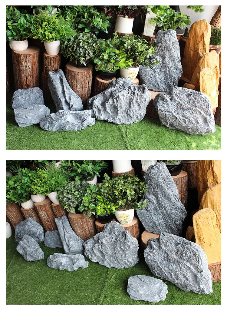 Hot Resin Fiberglass Indoor Artificial Rocks Hollow Stone For Home ...