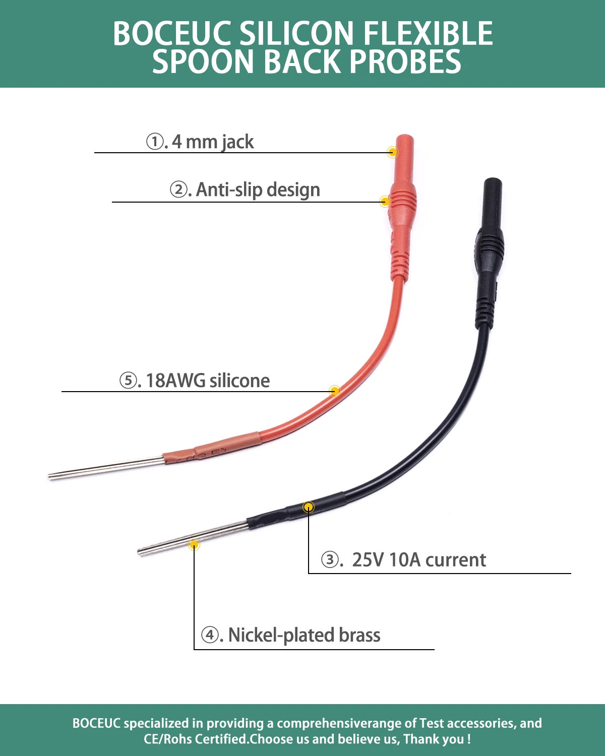 Bc5520093 4mm Standard Banana Socket Silicon Flexible Spoon Back Probes - Buy 4mm Standard ...