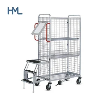 Warehouse Trolley Logistics Store Steel Mesh Multi-tier Order Picking ...