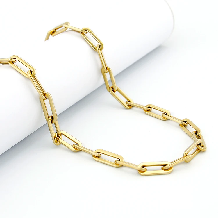 Gold Jewelry Long O Shape Chain Stainless Steel Oval Link Necklace for Men