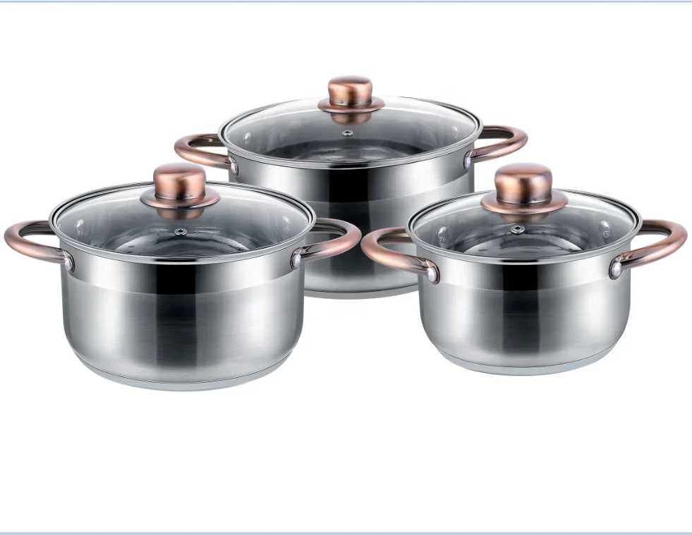 6pcs Stainless Steel Cookware Set With Copper Plating Handles Msf-5307 ...