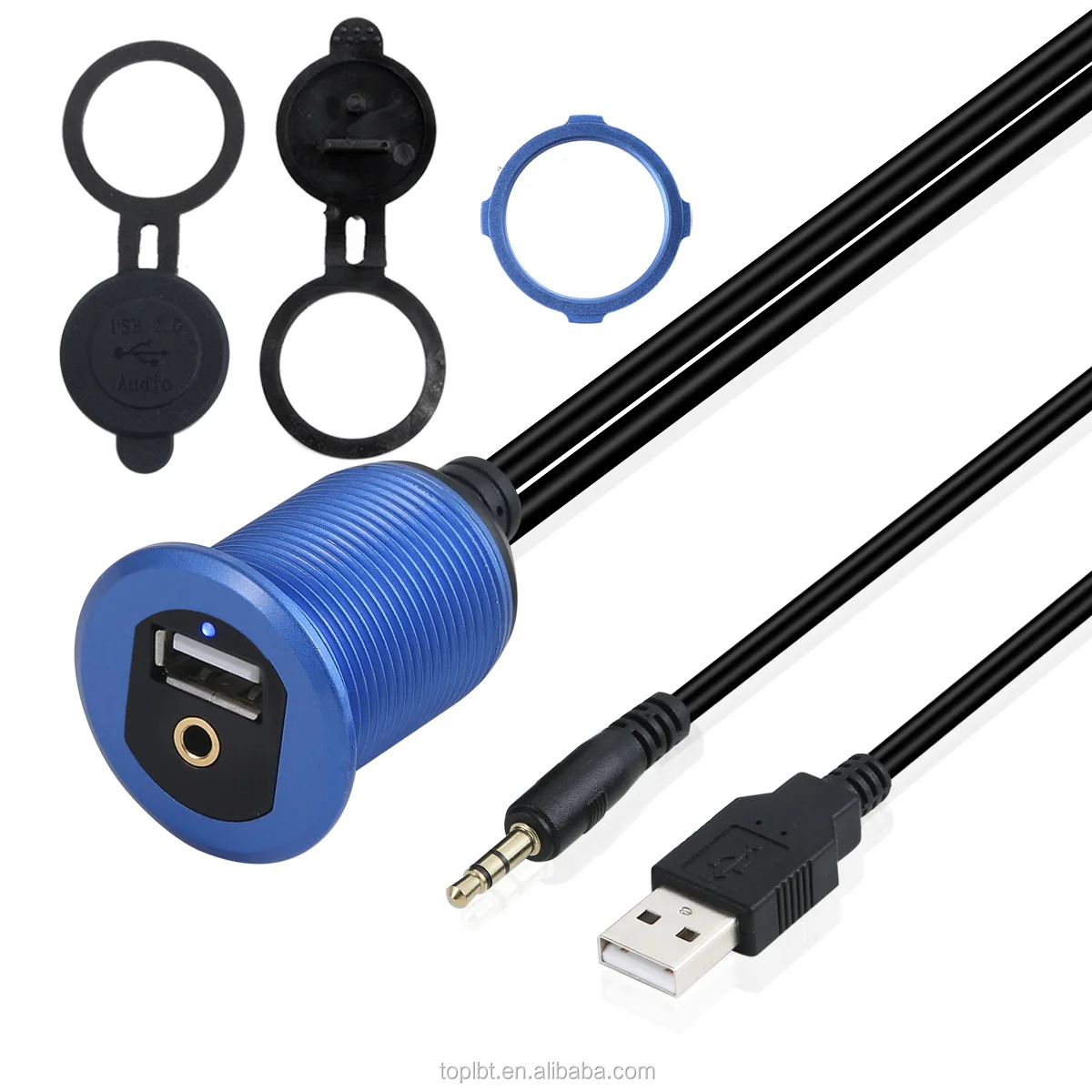Led Light Metal Usb & 3.5mm Aux Extension Flush Mount Cable,Usb2.0+dc3 ...