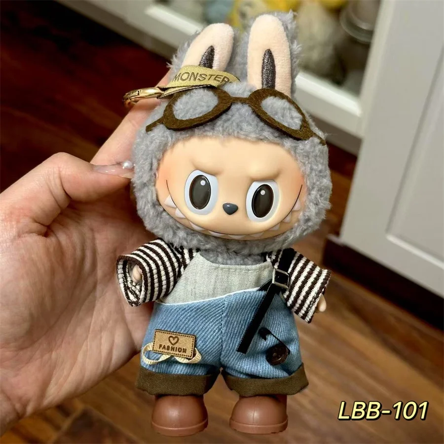 Labubu 17cm Doll with Solid Pattern Plastic Casual Suit Skirt Cute ...