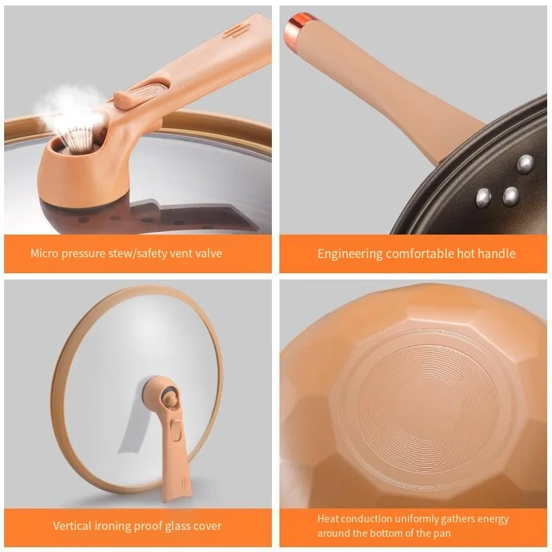 Nonstick Chinise Wok Pan Lightweight Flat-bottomed General 30cm Cast ...